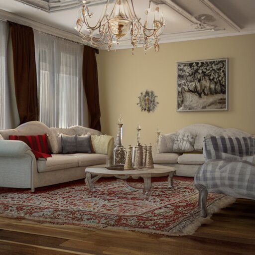 Lexica - A detalied 3 d render of a country chic living room, by ...