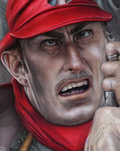 Lexica - Portrait of super mario in lord of the rings, red cap ...