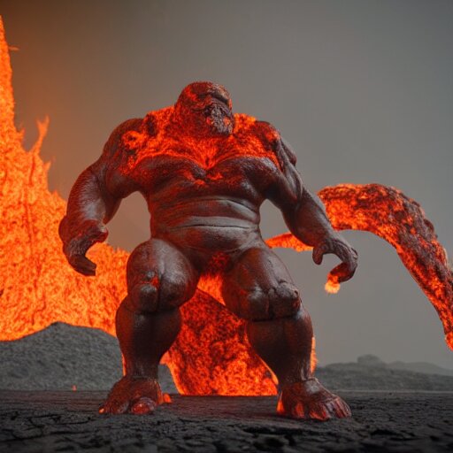 Lexica - A large, muscular, standing, humanoid, lava rock, magma, fire ...