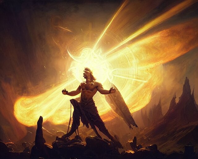 Lexica - Handsome tattooed gym bro cleric radiant explosion magic spell ...