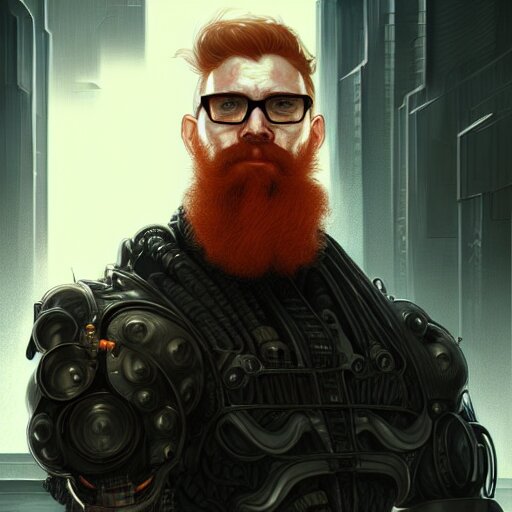 Lexica - Portrait of a ginger bearded man with glasses, sci - fi ...