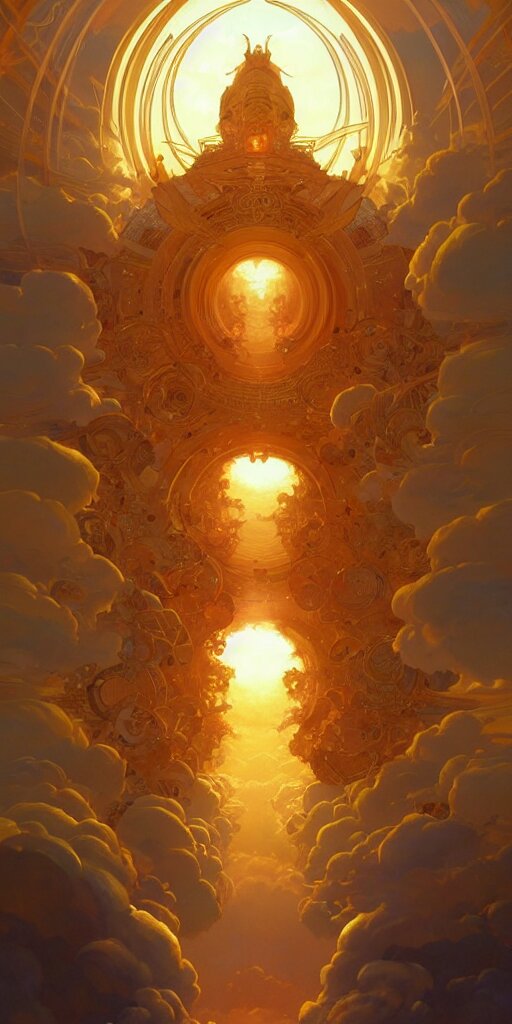 Lexica - Golden sky pan - dimensional omnipotent beings, intricate ...