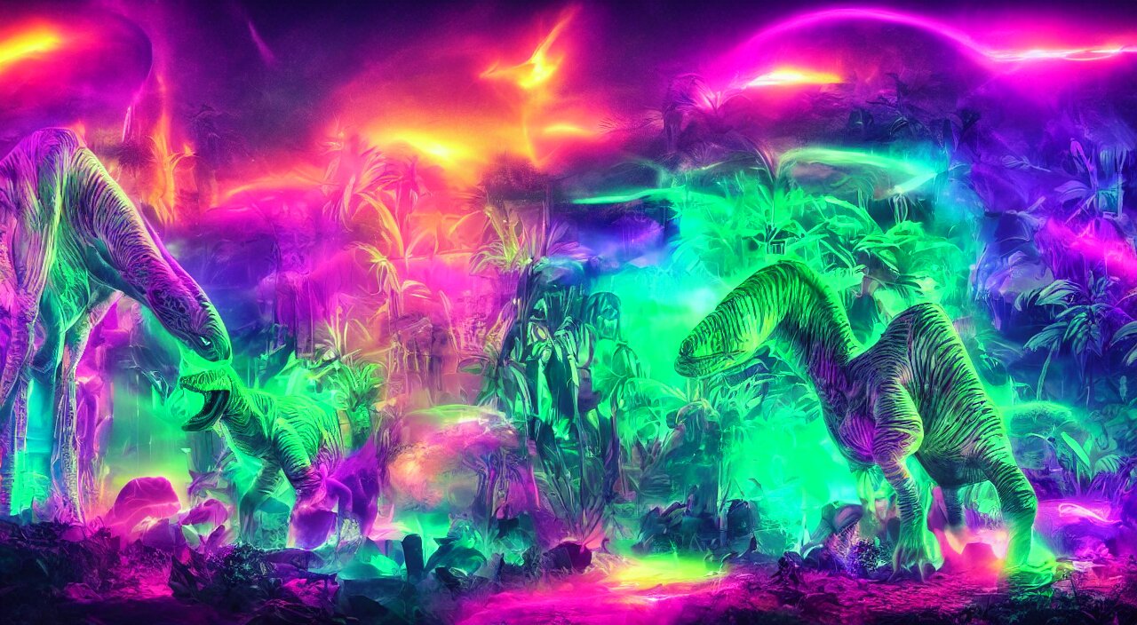Lexica - Spectral purple neon dinosaur, spectral neon pink dinosaur ...