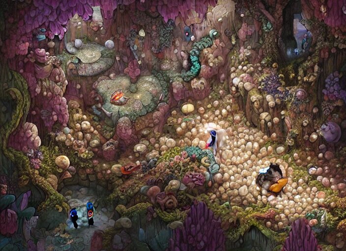 Lexica - Dramatic art - portrait of the underground hallow cavern layer ...