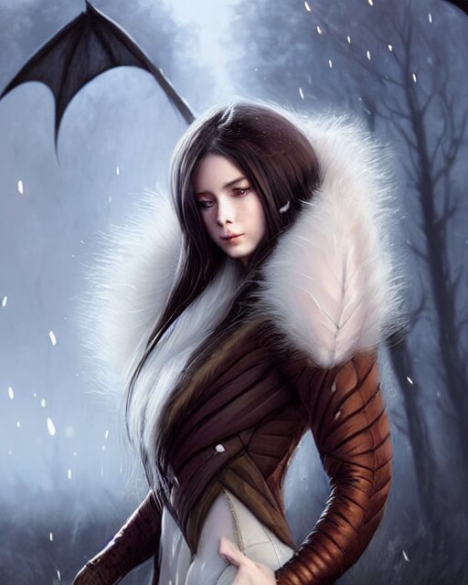 Lexica - Dragon hunter wearing a fur - lined dragonhide jacket ...