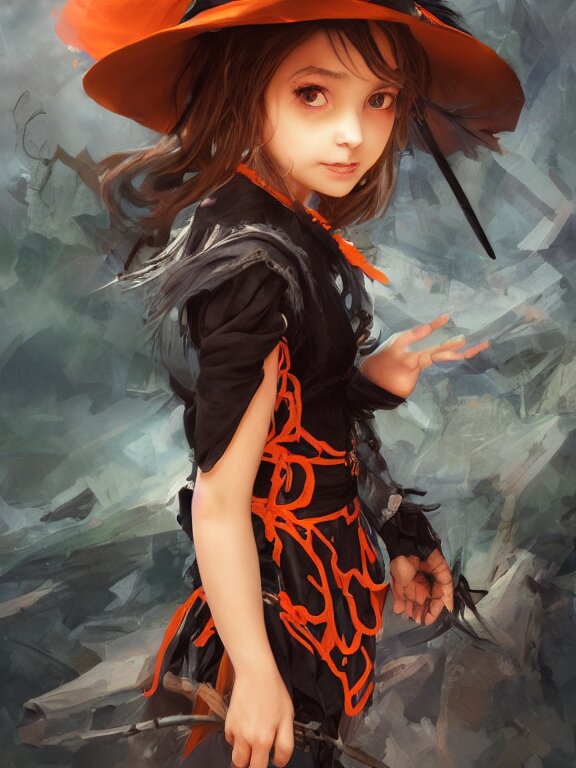 Full shot of a cute mischievous young witch about to get up to s... - Arthub.ai