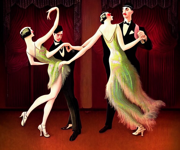 Lexica - A beautiful classy dancing couple, dimly lit upscale 1920s ...