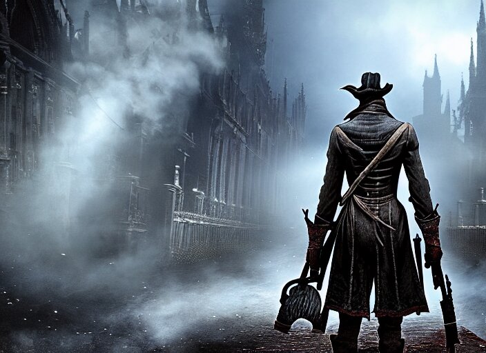 Lexica - Looking down rifle in bloodborne first person shooter ...
