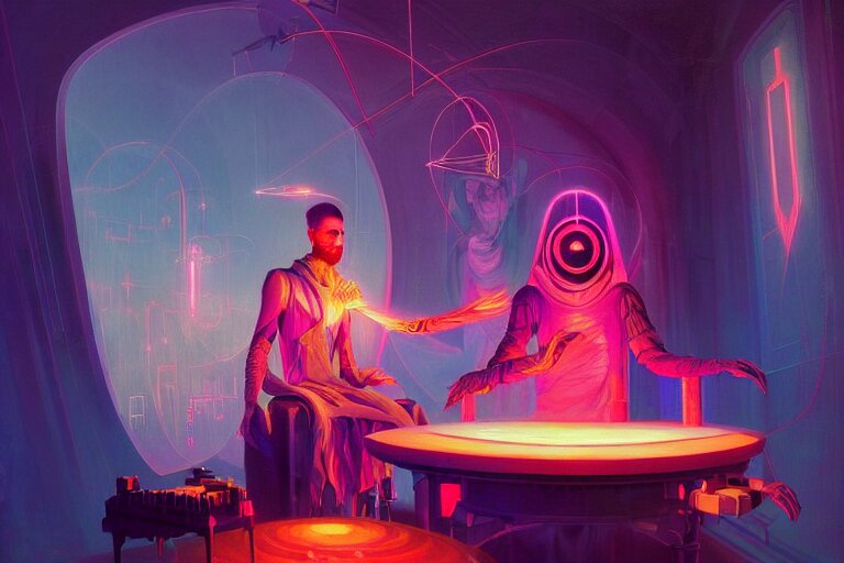 Lexica - A beautiful masterpiece painting of a technomancer wizard in ...