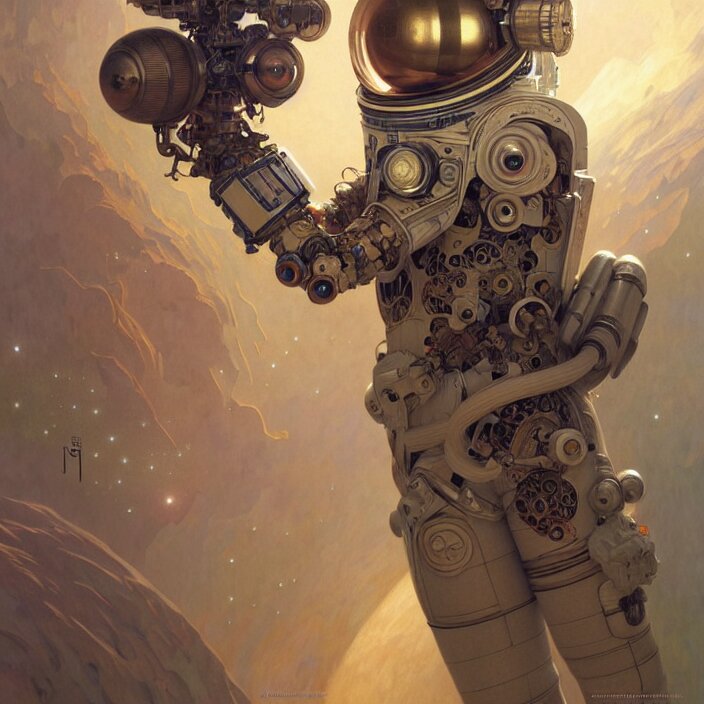 organic cyborg Russian cosmonaut, diffuse lighting, fantasy, int ...