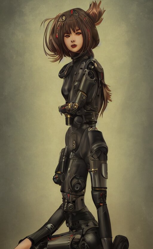 Lexica - Girl, fused legs jet engines, cyborg, vintage clothing, anime ...