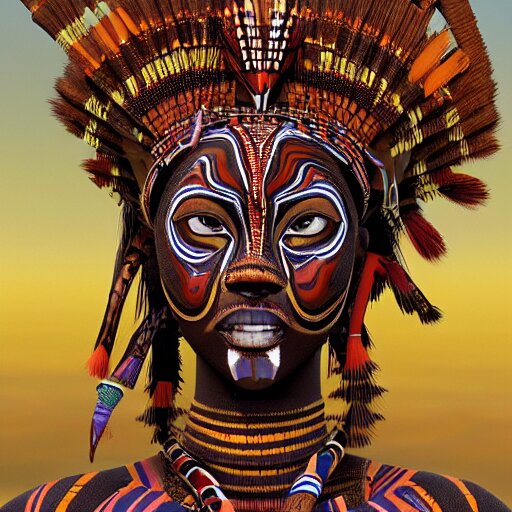 Lexica - A beautiful full body woman with an african mask, wearing an ...