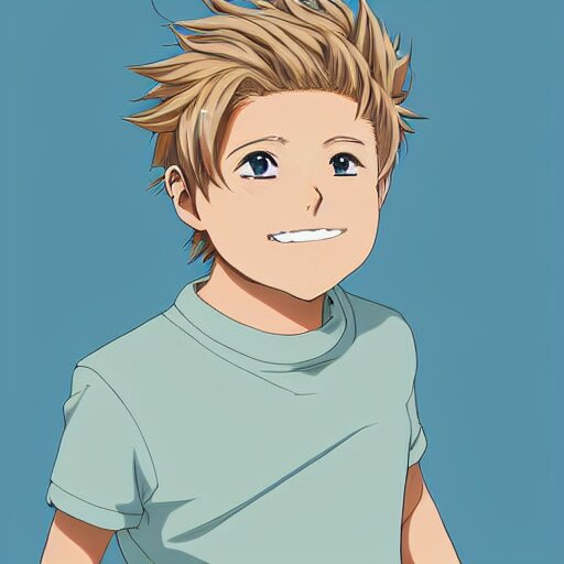Lexica - A medium shot anime portrait of a young smiling anime boy ...