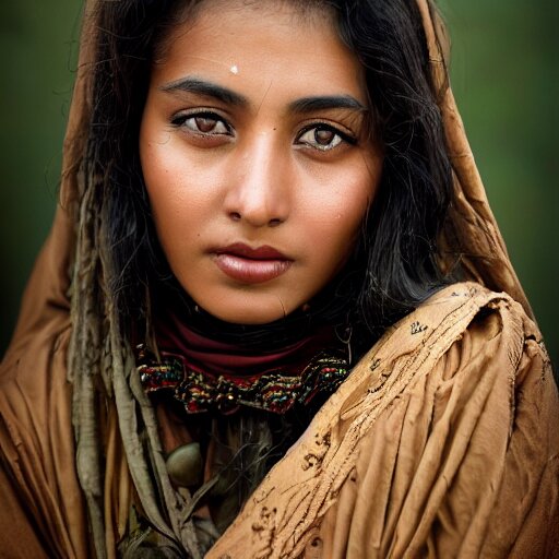 Lexica - Vintage portrait of a stunningly beautiful nepali female, dark ...
