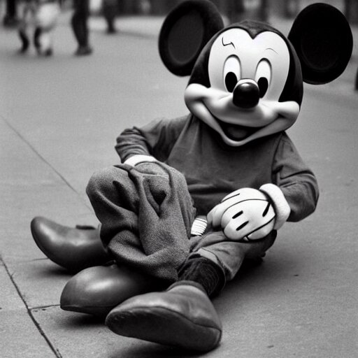 Lexica - Realistic photography of Mickey mouse being homeless in New ...