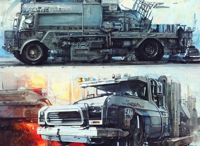 Lexica - ( ( ( ( ( garbage truck, industrial car concept art, sci - fi ...