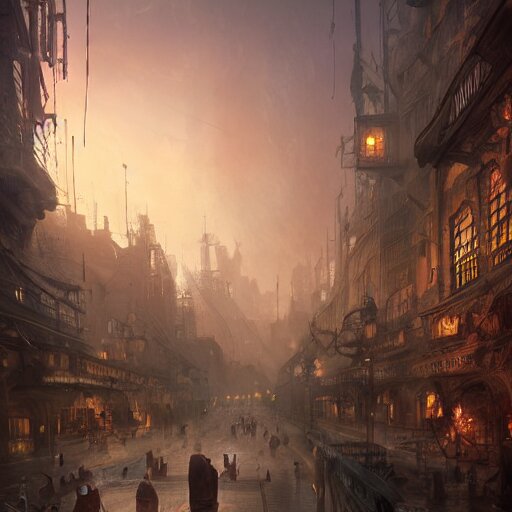 Lexica - Steampunk city, sunrise, landscape, intricate, detailed ...