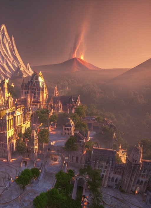 Lexica - Beautiful gold fantasy city made from white stone and bright ...