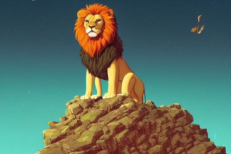 Lexica - New Yorker cartoon of: “Adorably cute portrait of Lion on top ...