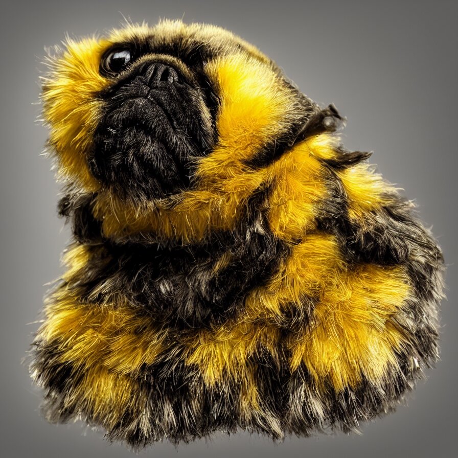Lexica - Bumblebee pug, soft and fluffy, macro photography, high ...