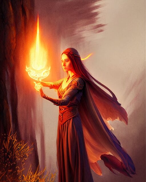 Lexica - A female elvish sorceress casting a fireball | | pencil sketch ...