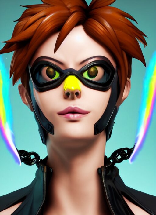 Lexica - Portrait bust digital artwork of tracer overwatch, wearing ...