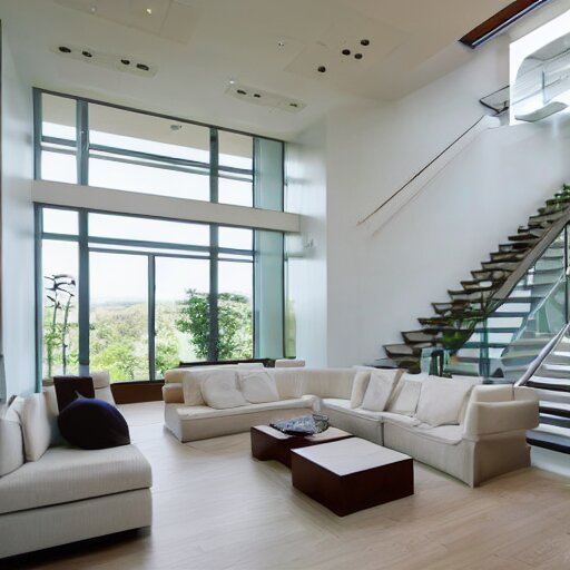 Lexica - A modern style living room with floor to ceiling glass windows ...