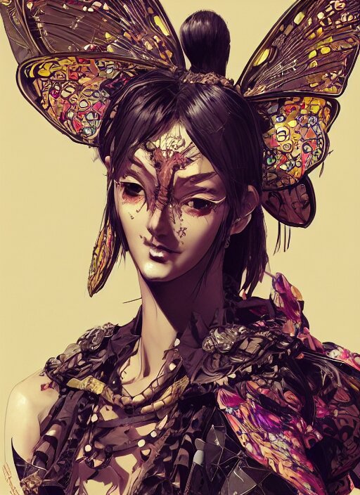 Lexica - Portrait of an anthropomorphic butterfly in silk ornate robe ...