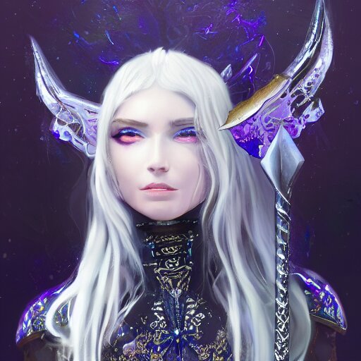 Lexica - Portrait evilly white hair knights of Zodiac girl, metalic ...