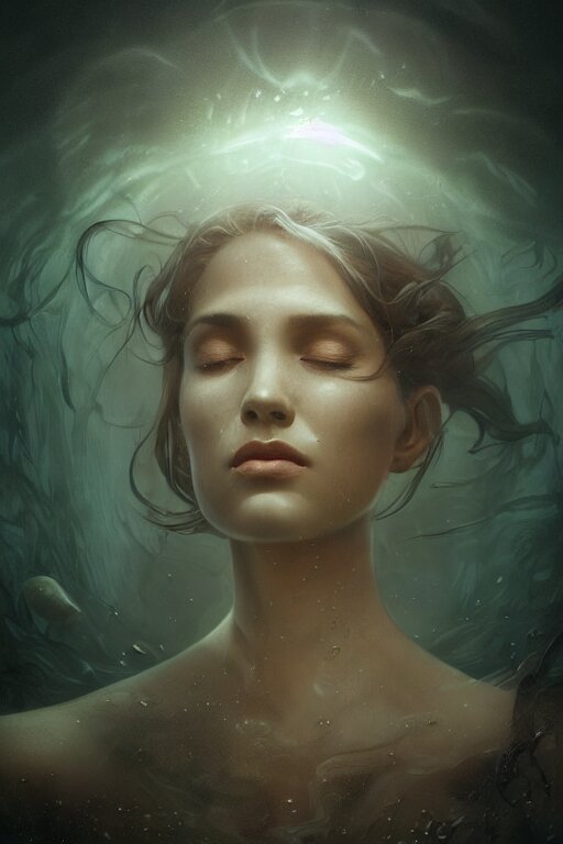 meditation deep in dark murky water!!!, underwater atmospheric m ...