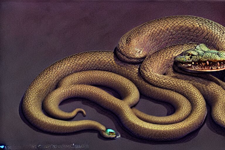 Lexica - Painting of hybrid, snake!!! and ( ( ( ( cat ) ) ) ) fused ...
