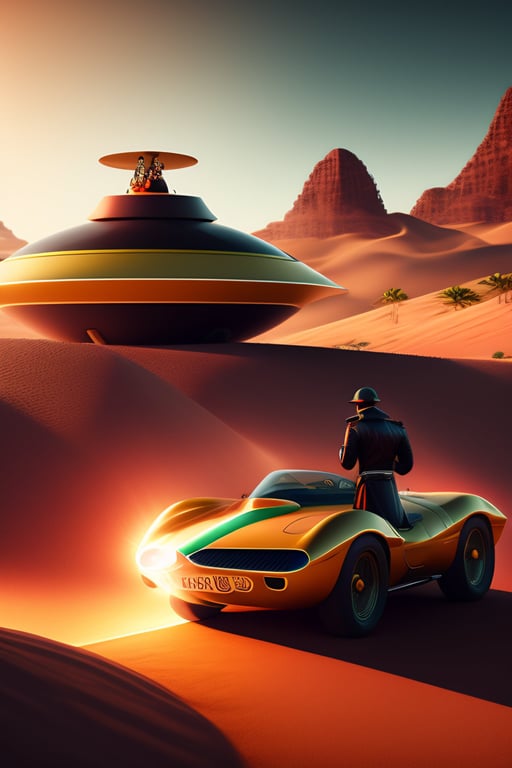 Lexica - alien driving a porsche