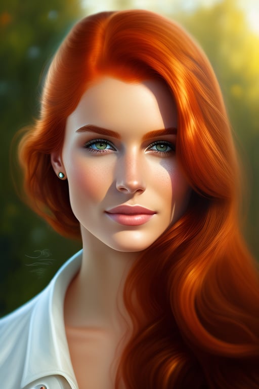 Redhead Green Eyes Art