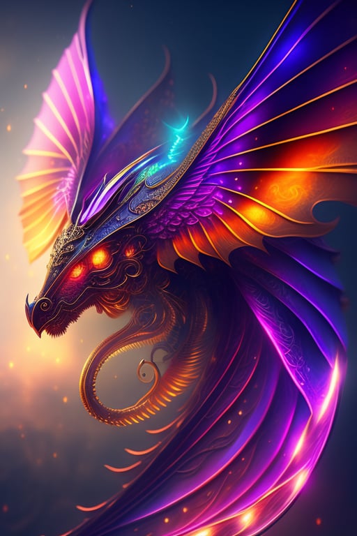 Purple Dragons With Butterfly Beautiful