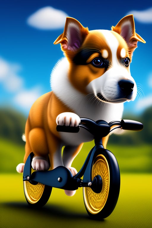 Dog Riding Bike Cartoon