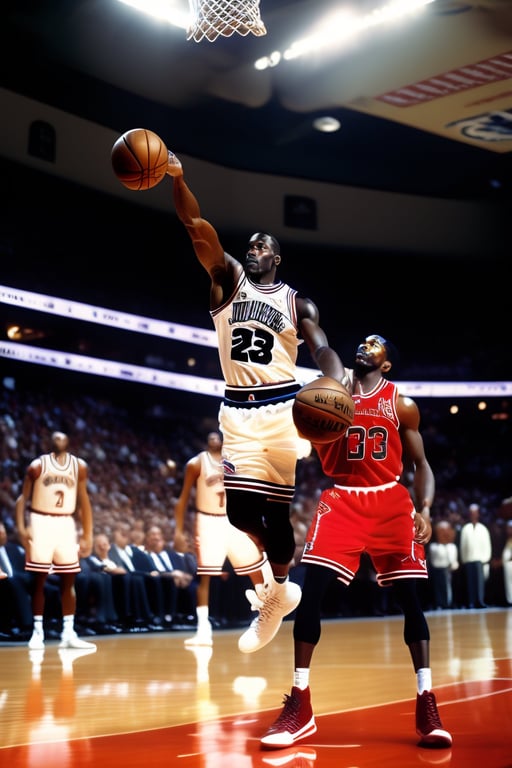 Michael Jordan Dunking On Lebron