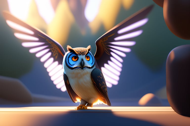 Cute Animated Blue Owls