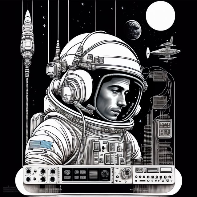 Astronaut Ink Drawing