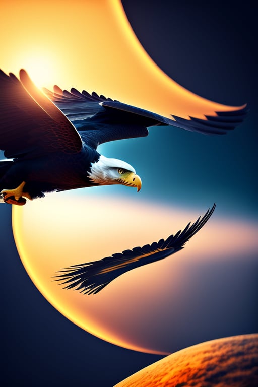 Eagle Flying In The Sky At Night