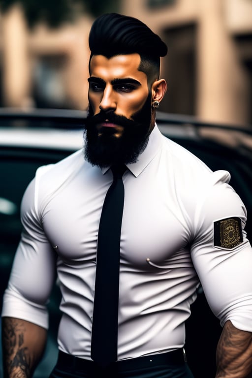 Slick Back Hair Men Beard