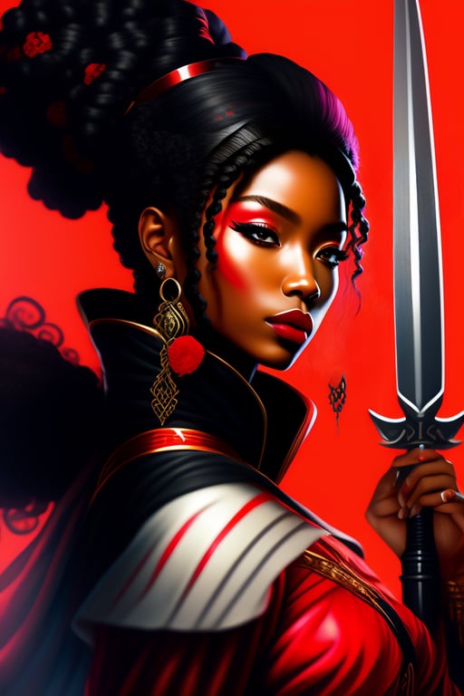Art Samurai Sword Girl