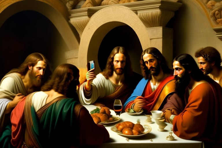 Lexica - jesus takes a selfie during the last supper