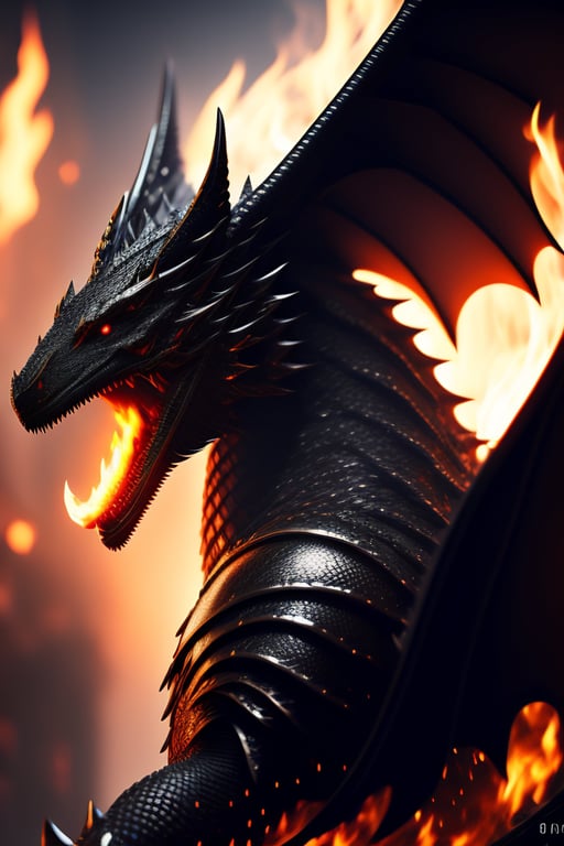 Black Dragons Breathing Fire Wallpaper