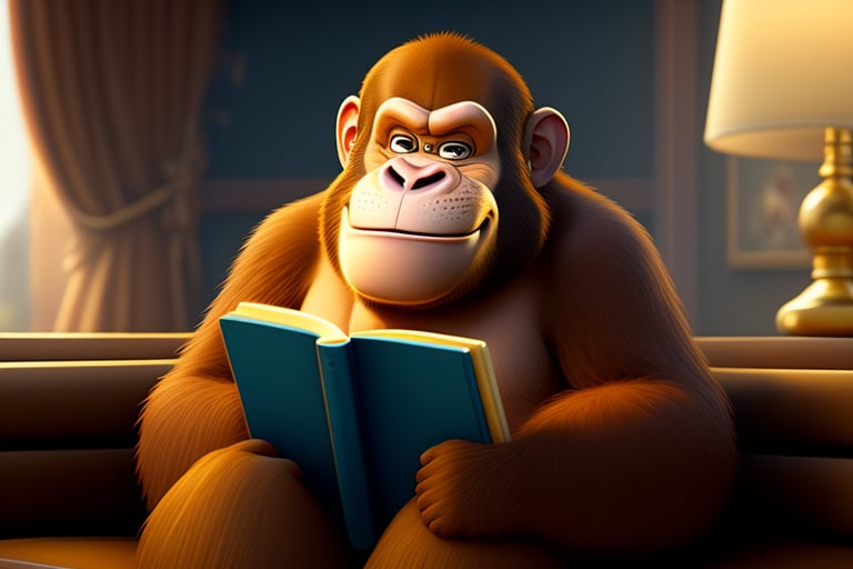 Monkey Reading A Book Clipart
