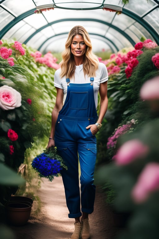 Lexica - photo portrait of a female gardener in a greenhouse