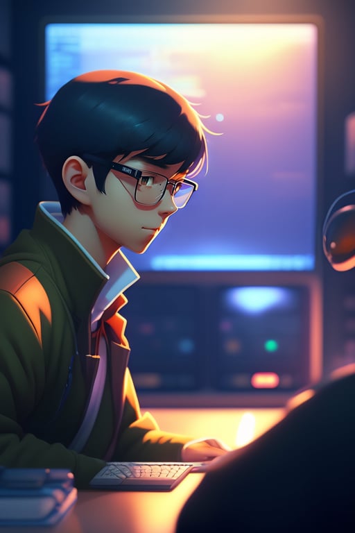 Anime Computer Nerd