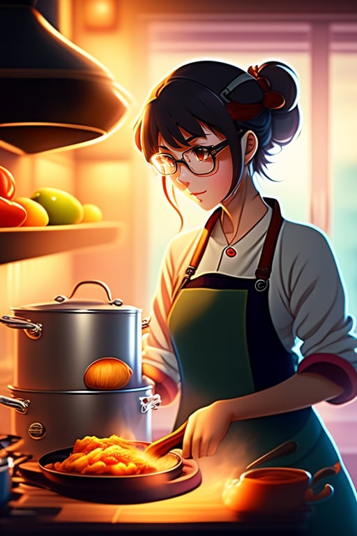 Cartoon Chefs Cooking Breakfast