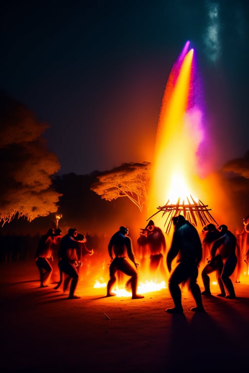 Africans Dancing Around Fire