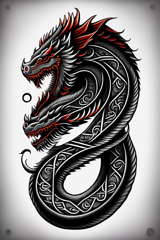 Tribal Chinese Dragon Head