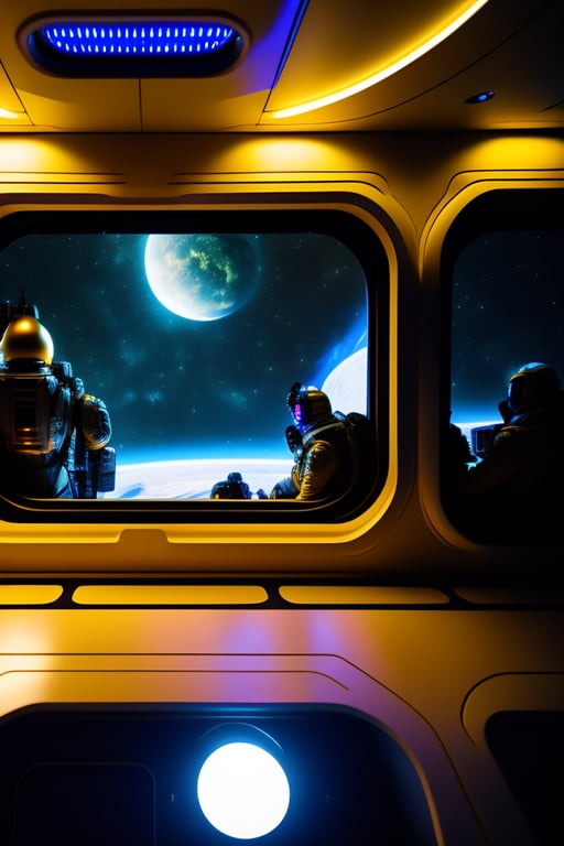 Lexica - retro space captain giving commands to the crew in spacecraft